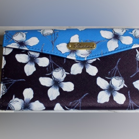Buxton | Bags | Buxton Womens Checkbook Wallet Blue Purple White Floral ...